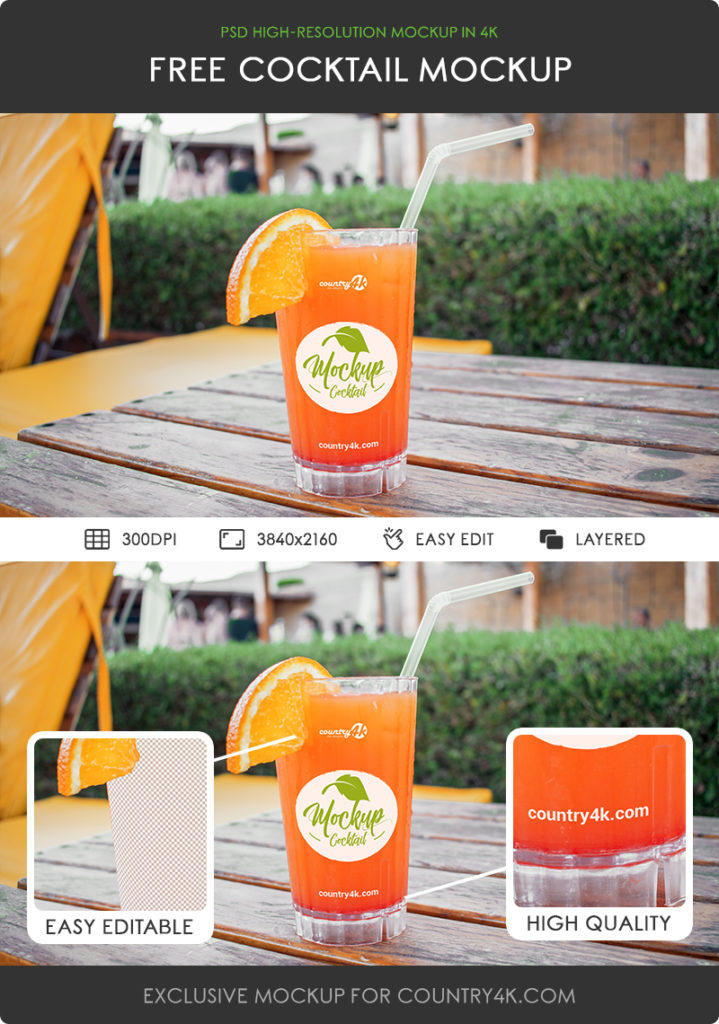 Free Cocktail MockUp - Country4k