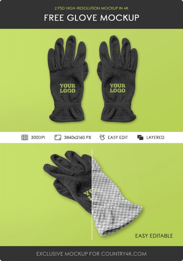 2 Free Glove Mockups - Country4k