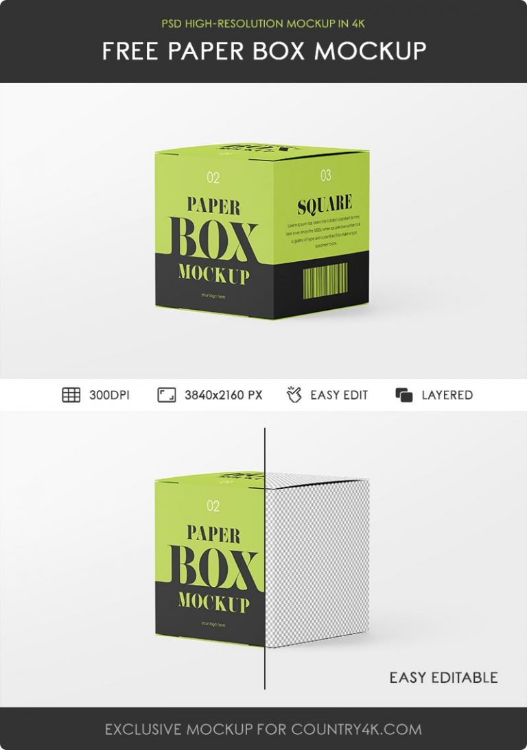 Free Paper Box Mockup - Country4k