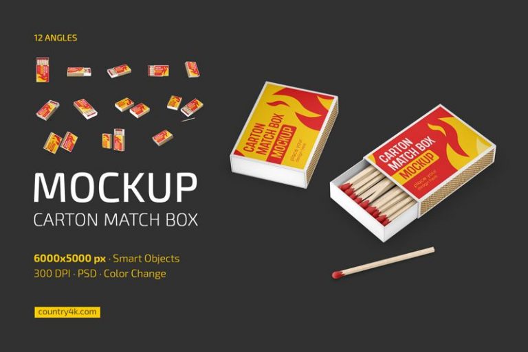 Carton Match Box Mockup Set - Country4k