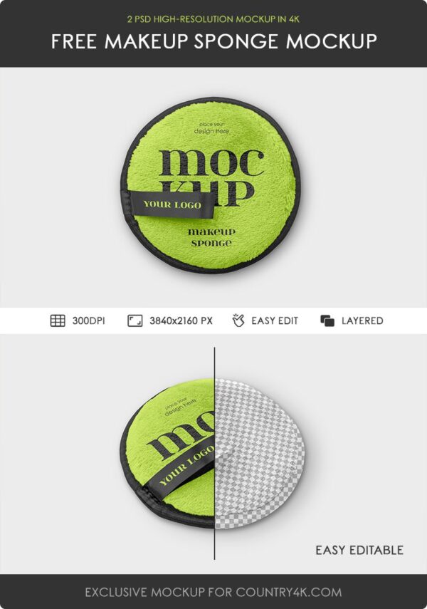Makeup Sponge - Free Mockup PSD - Country4k