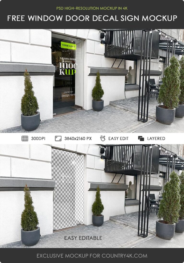 Window Door Decal Sign - Free Mockup PSD - Country4k
