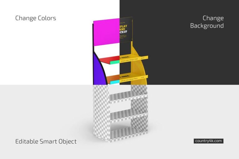 Metallic Display Stand Mockup Set - Country4k