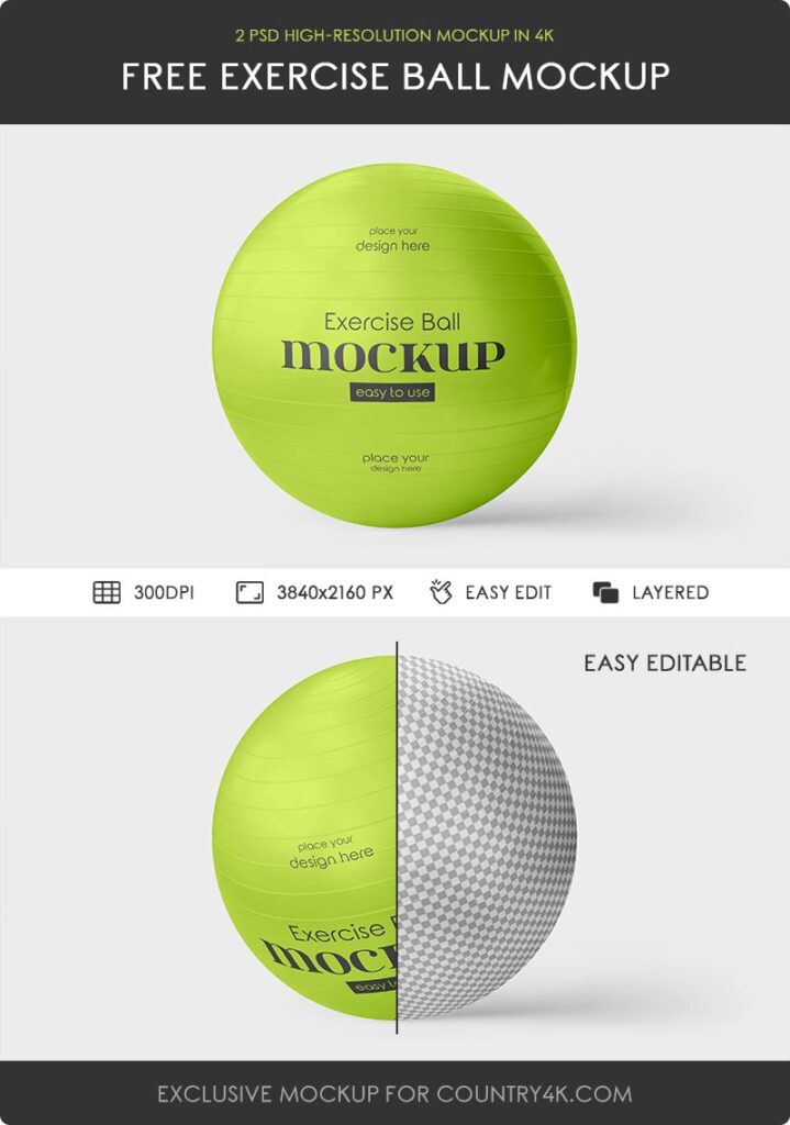 Exercise Ball - 2 Free Mockups PSD - Country4k