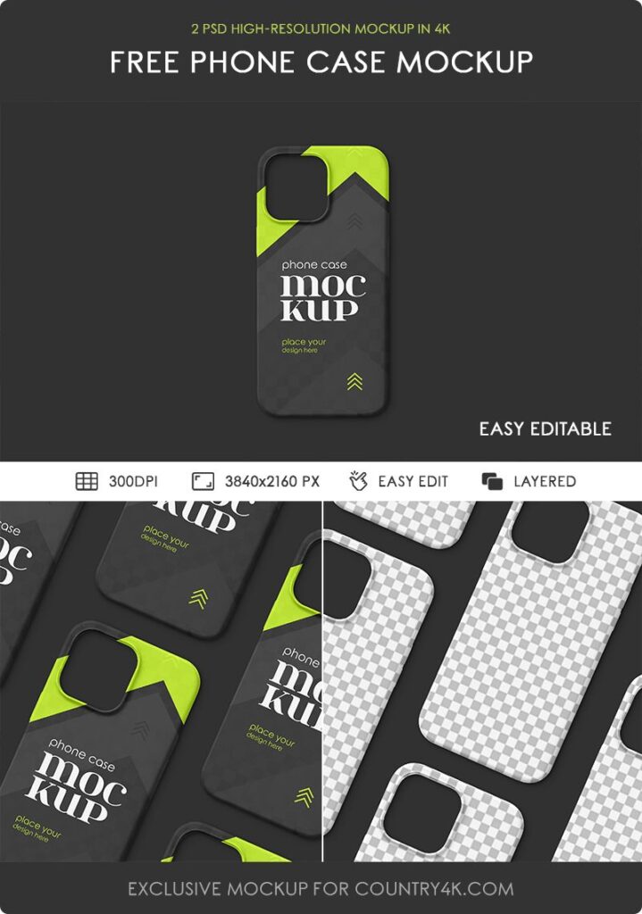 Phone Case - 2 Free Mockups PSD - Country4k
