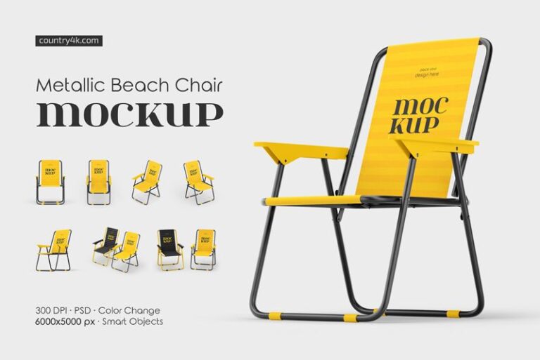 Metallic Beach Chair Mockup Set - Country4k