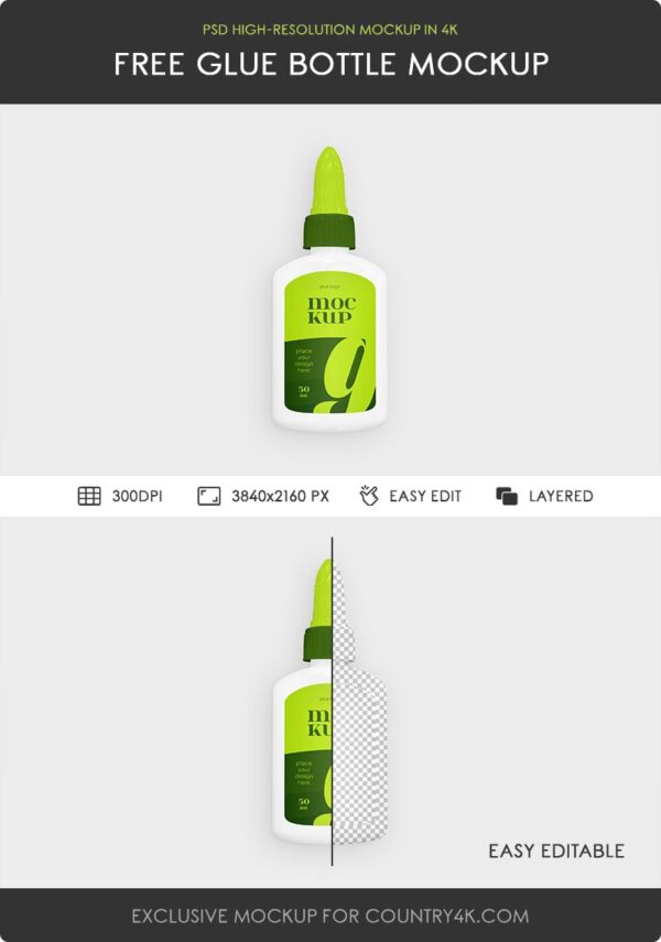 Glue Bottle - Free Mockup PSD - Country4k