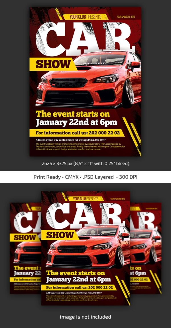 Free Car Show Flyer PSD Template - Country4k