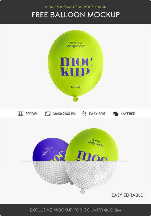 Free Balloon Mockup - Country4k
