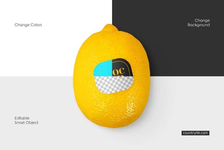 Free Oval PLU Produce Sticker on Lemon Mockup Set - Country4k