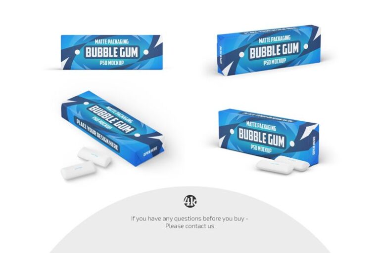 Chewing Bubble Gum Packaging Mockup Set - Country4k