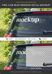 Free Car Rear Window Decal Mockup - Country4k