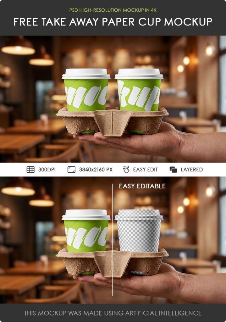 Free Take Away Paper Cup Mockup - Country4k